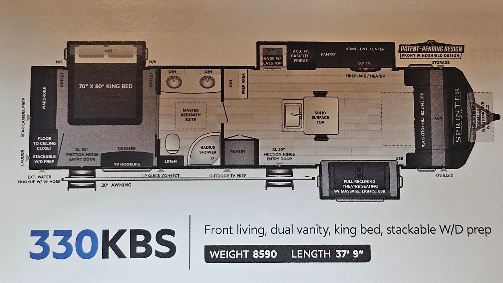 330KBS Sprinter Limited For Sale - Keystone RVs - RV Trader