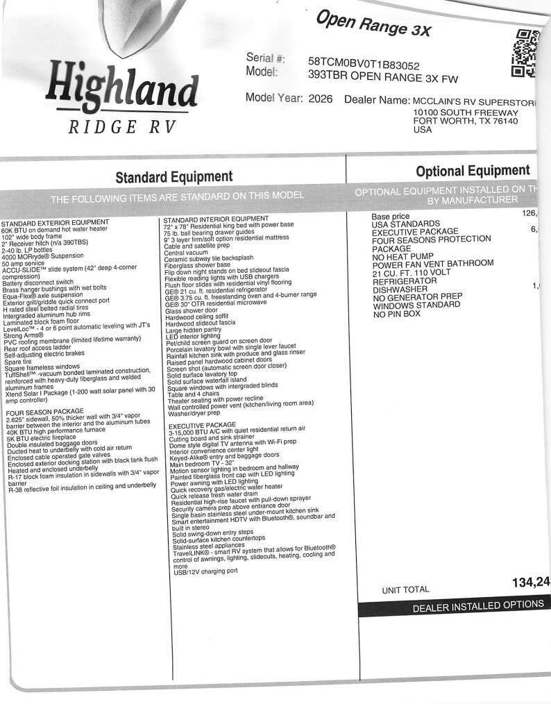 New 2026 Highland Ridge Open Range 3X 393TBR For Sale in Fort Worth, TX ...