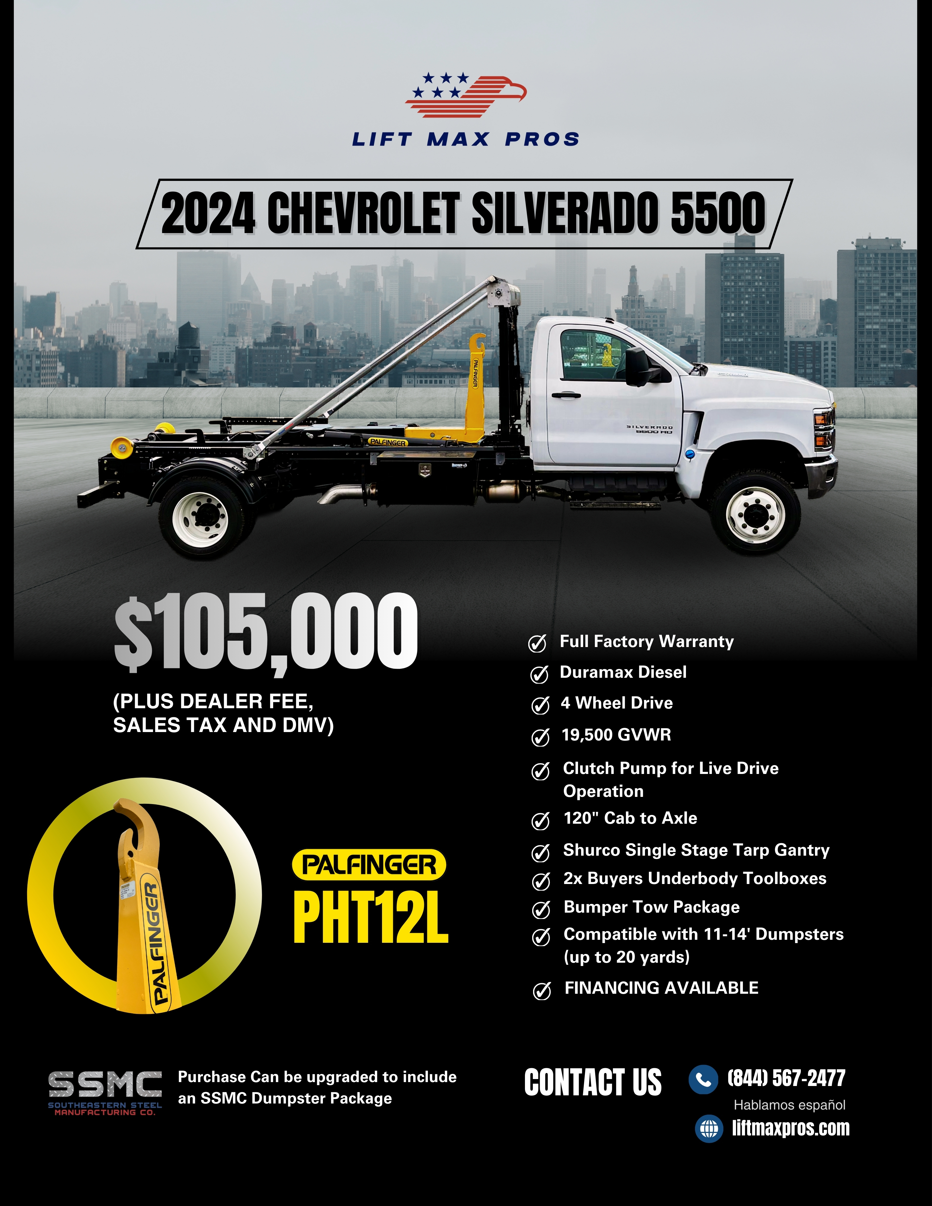 New 2024 Chevrolet Silverado 5500 - Palfinger T12L Hook Lift - Full ...